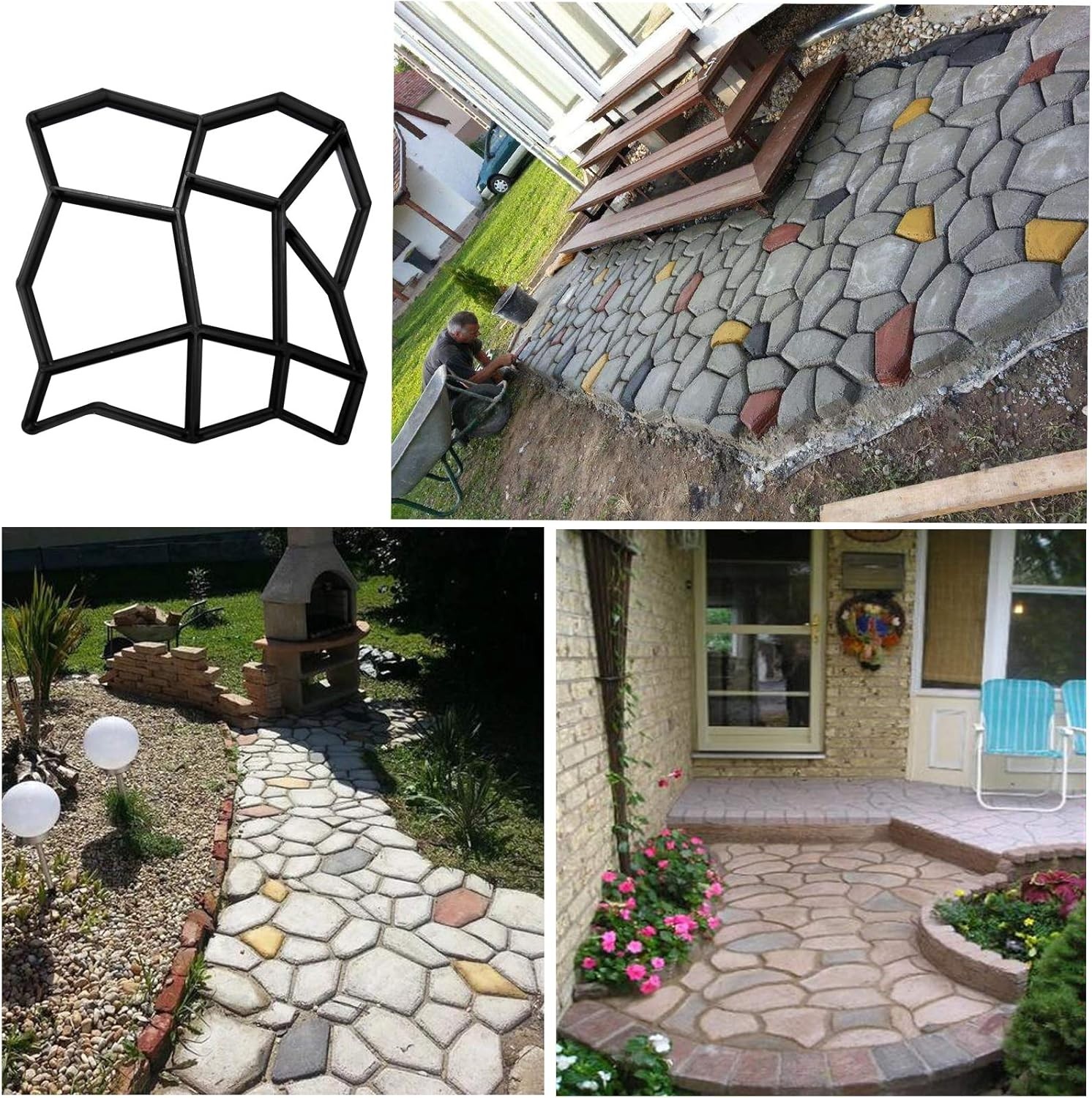 Matrita gradina cu contur pentru turnat pavaj din beton 35 x 35 cm